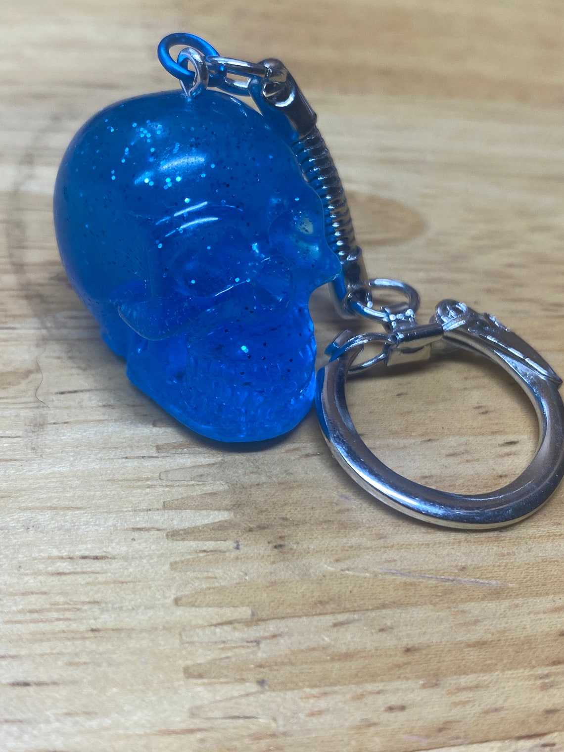 Blue Sparkle Skull Keychain - Etsy