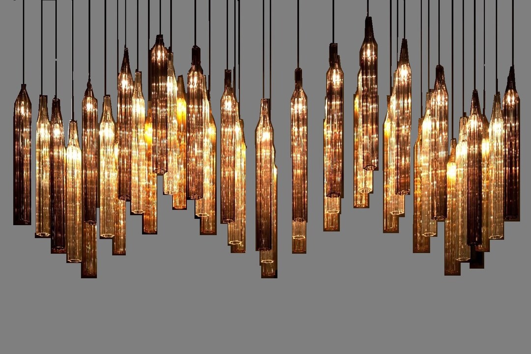 Long-glass-multi-pendant-lighting-cluster-alps CYLINDER - Contemporary ...