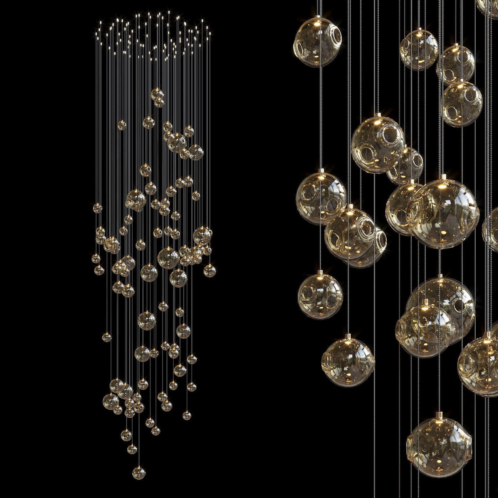 LAGUNA- Modern-blown-glass-globe-lighting Stairway-chandelier-multi ...