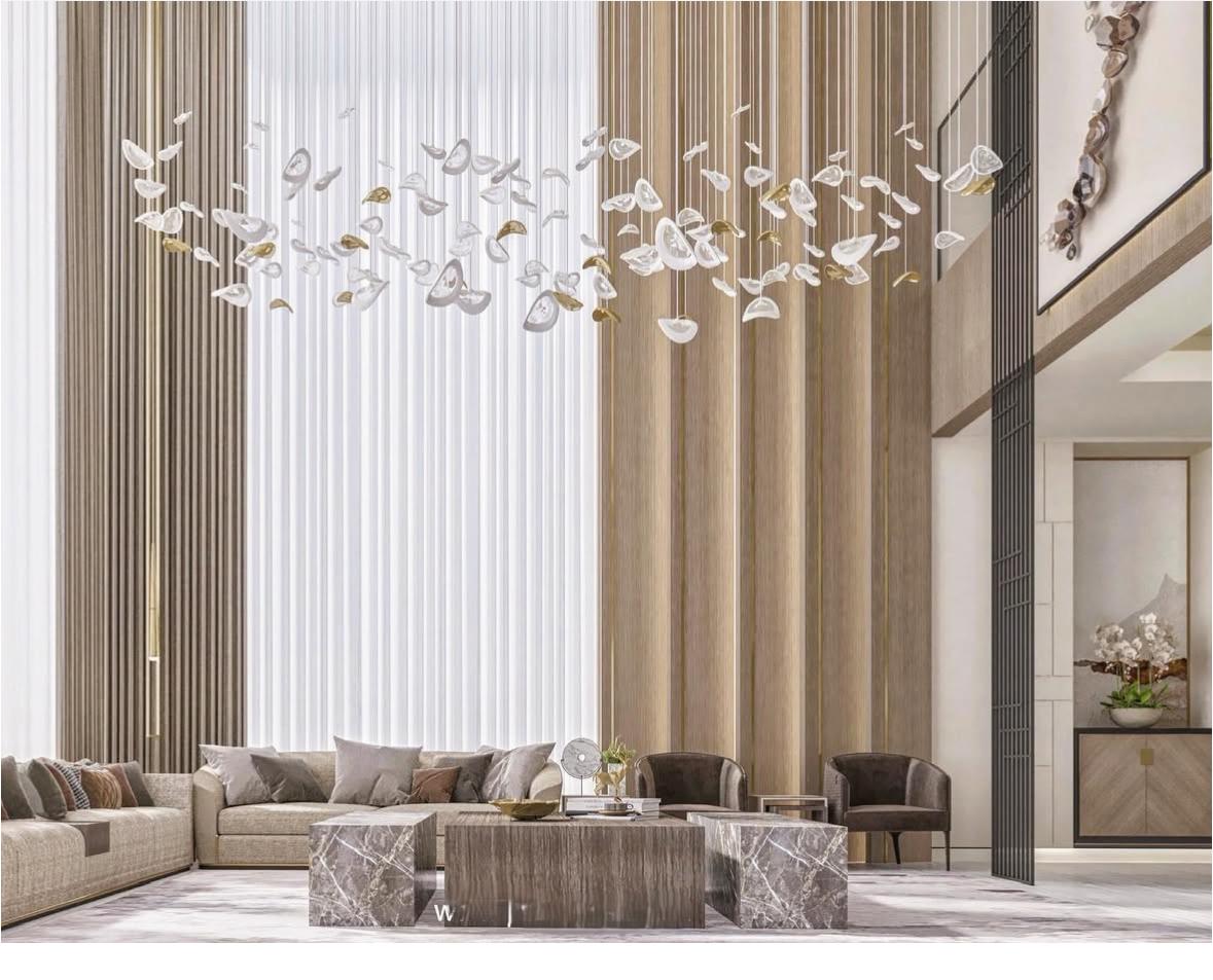 Modern-two-story-chandelier, Murano-glass SHELLS CHANDELIER, Modern ...