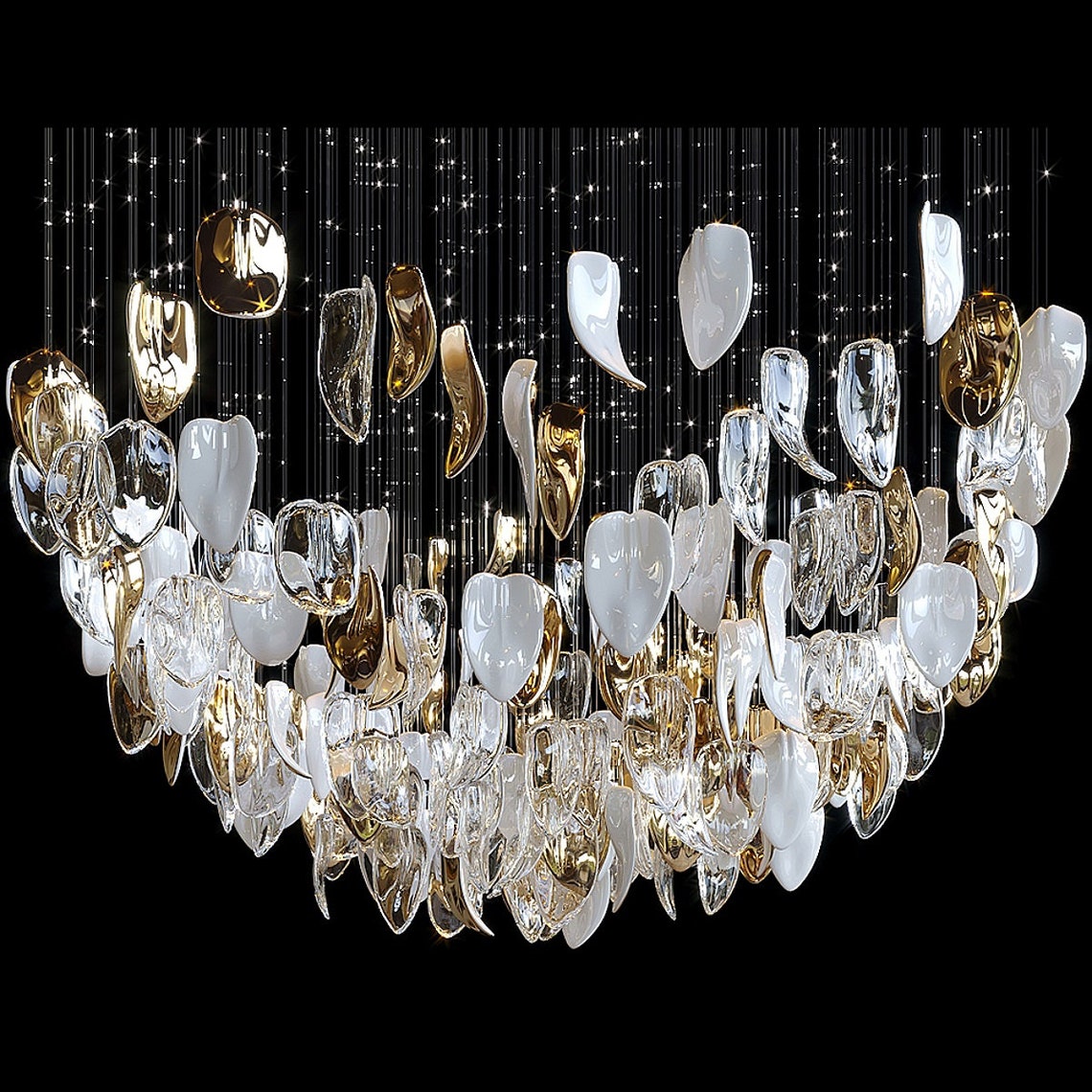 Custom Glass Chandelier, Art Glass Murano, RAIN FOREST CHANDELIER ...