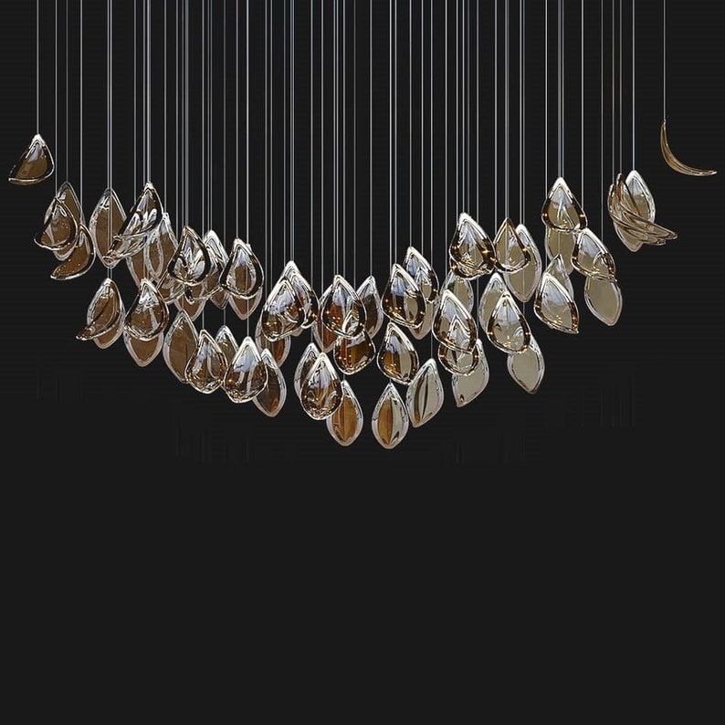 Custom Large Chandelier- DROP CHANDELIER -murano Art Glass Chandelier ...