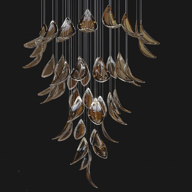 Custom Large Chandelier DROP CHANDELIER murano Art Glass Chandelier ...