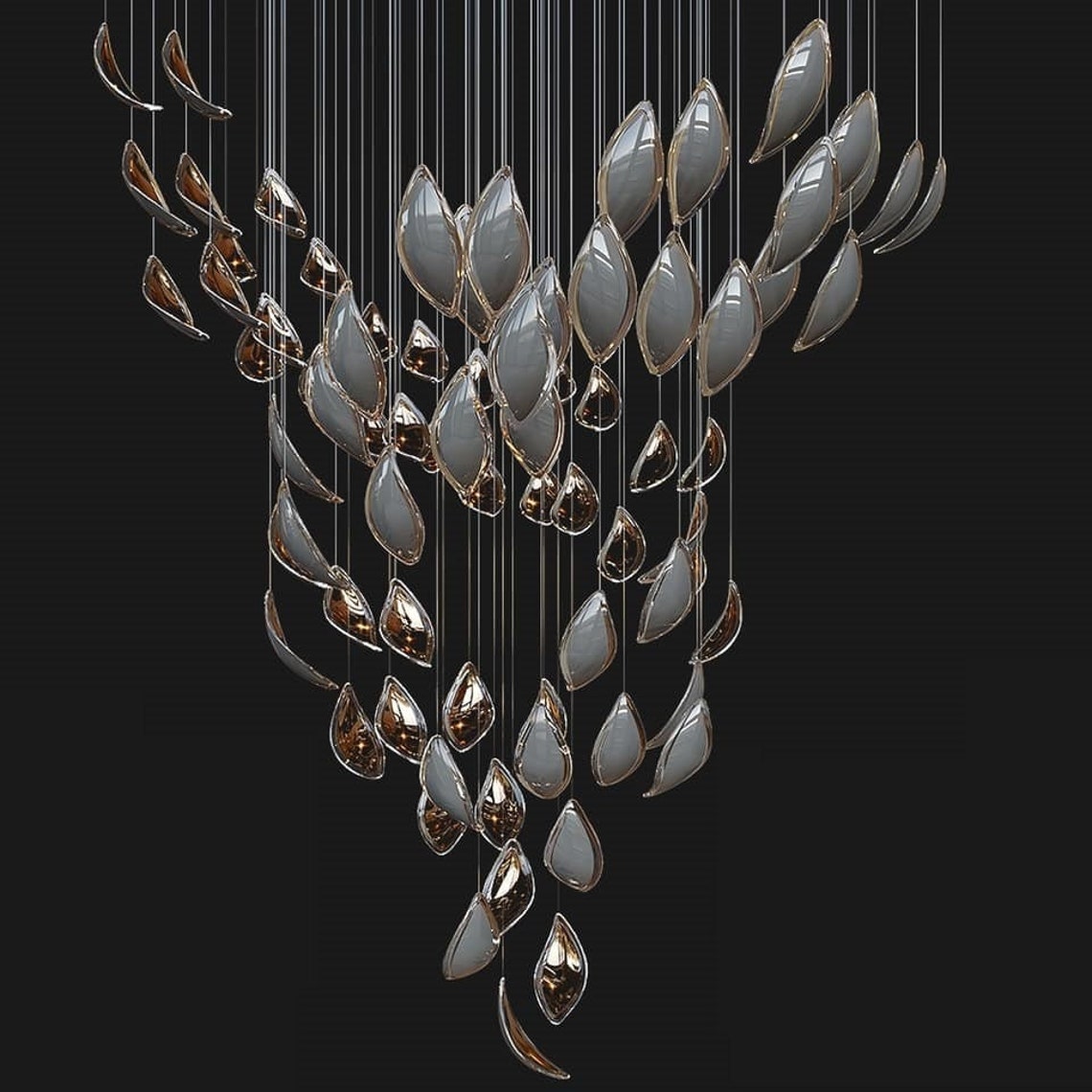 Custom Large Chandelier DROP CHANDELIER murano Art Glass Chandelier ...