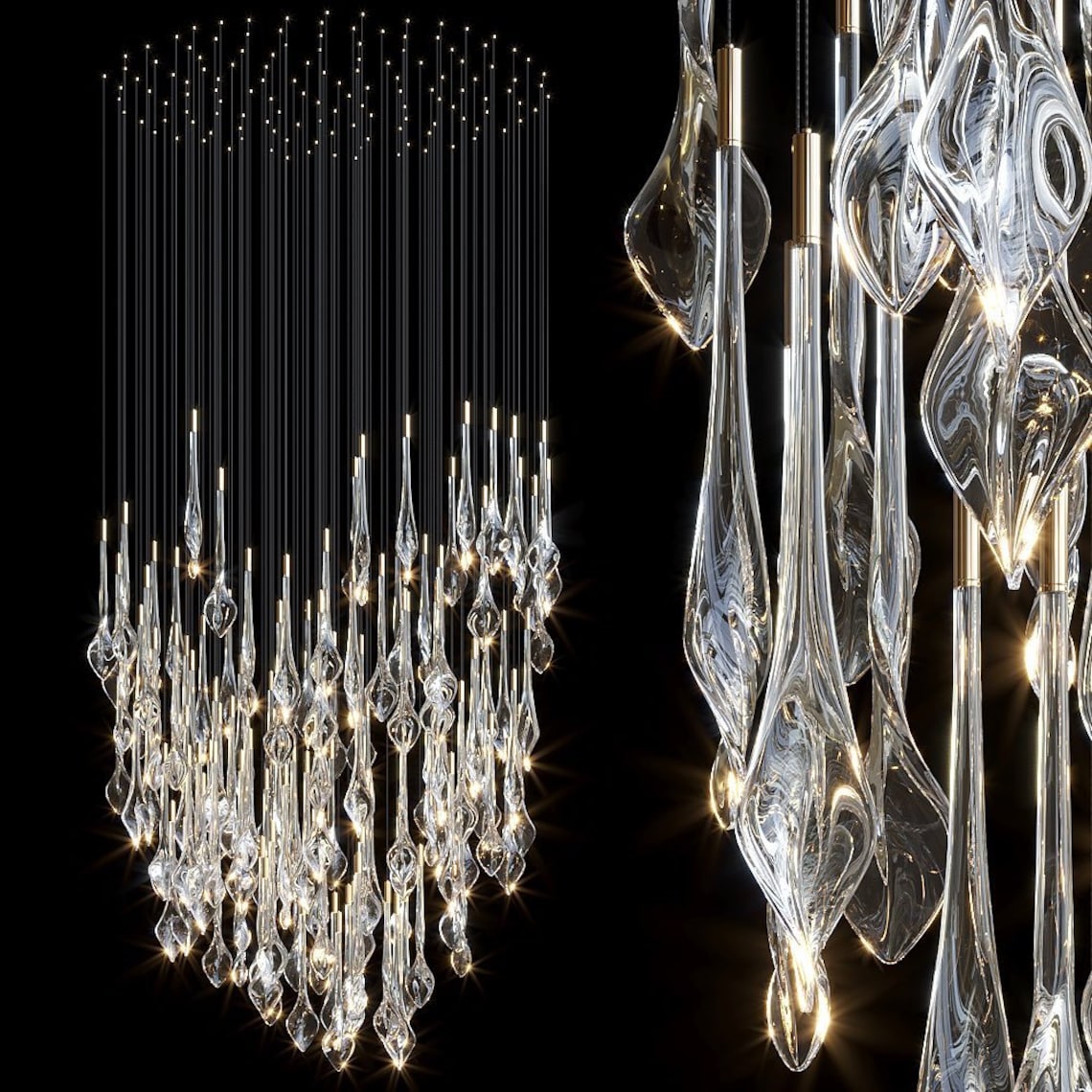 Amber-glass-lighting-multi-pendant-chandelier-led - CALLA -HANDCRAFTED ...