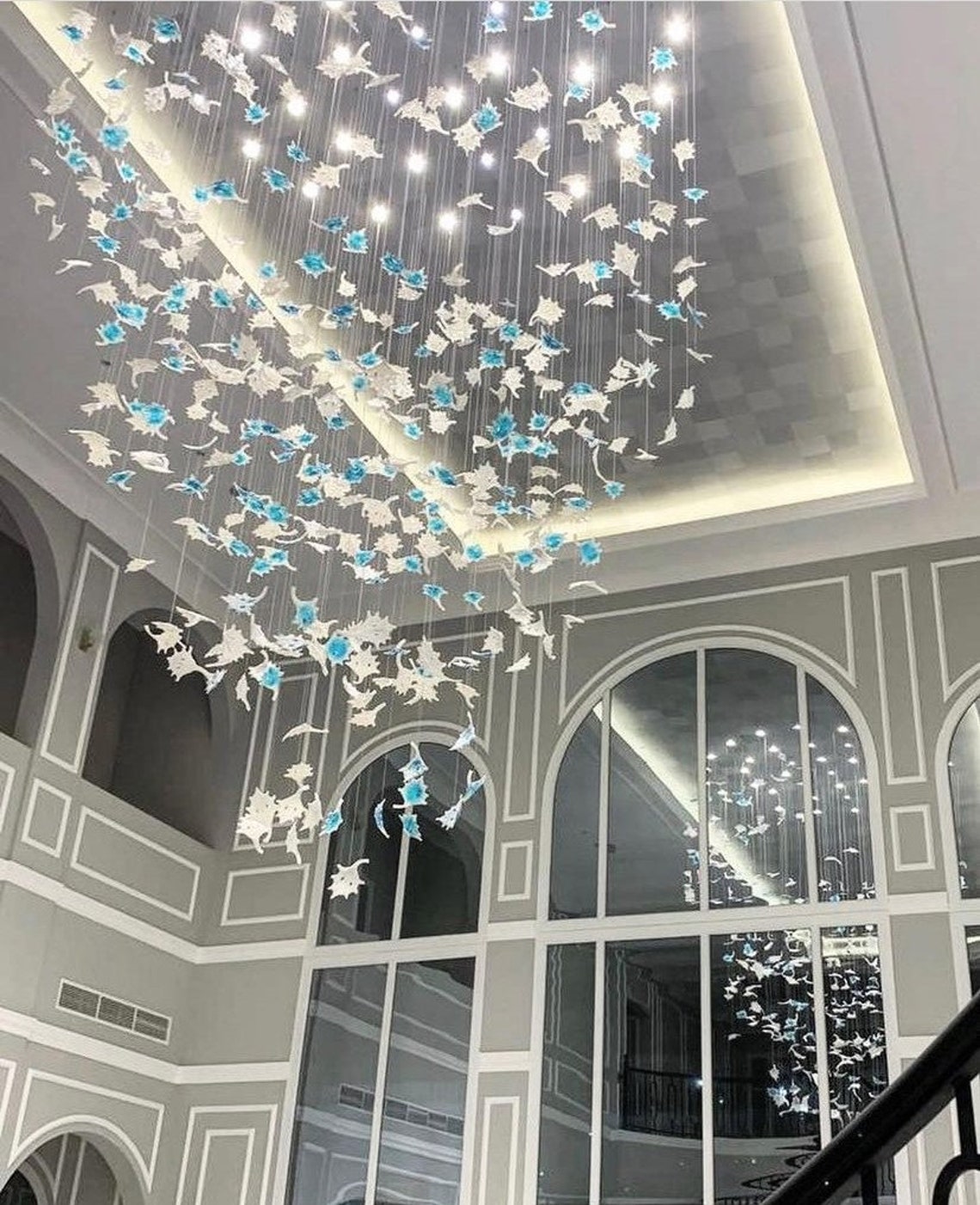 CUSTOM LARGE CHANDELIER Modern Entry Chandelier Murano Art - Etsy