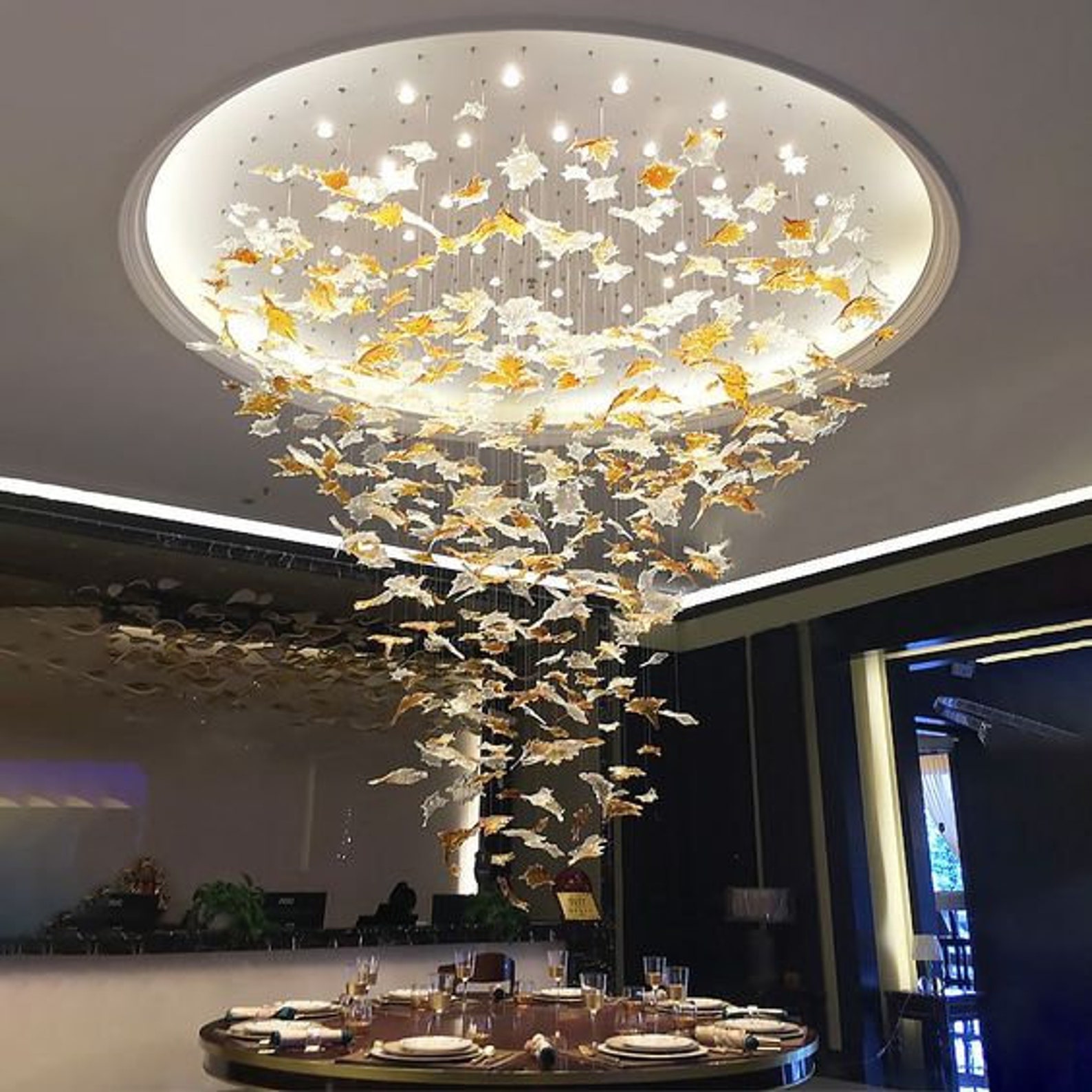 CUSTOM LARGE CHANDELIER Modern Entry Chandelier Murano Art - Etsy