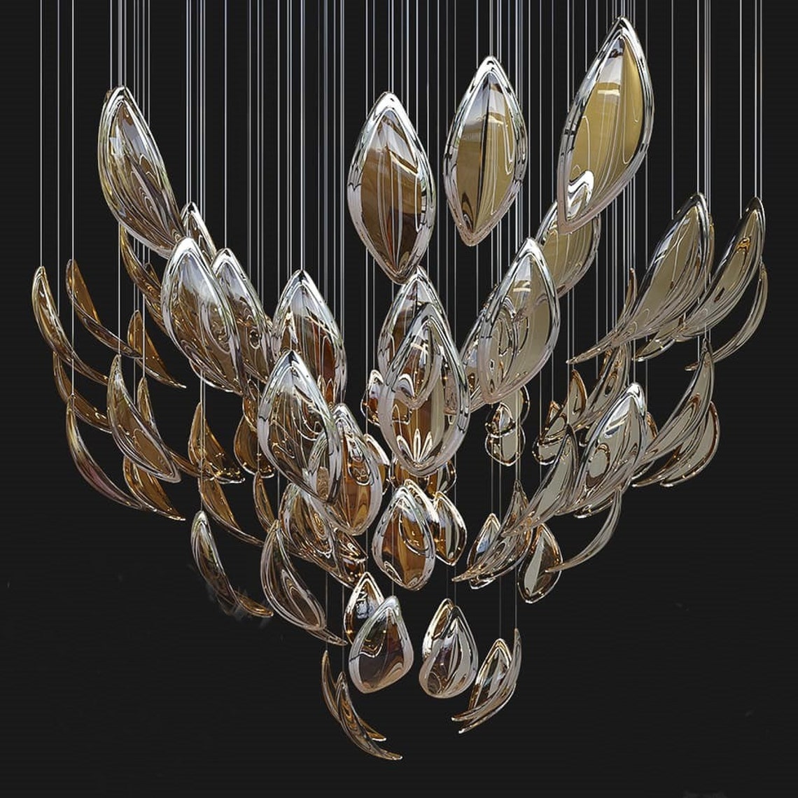 Custom Large Chandelier DROP CHANDELIER murano Art Glass Chandelier ...