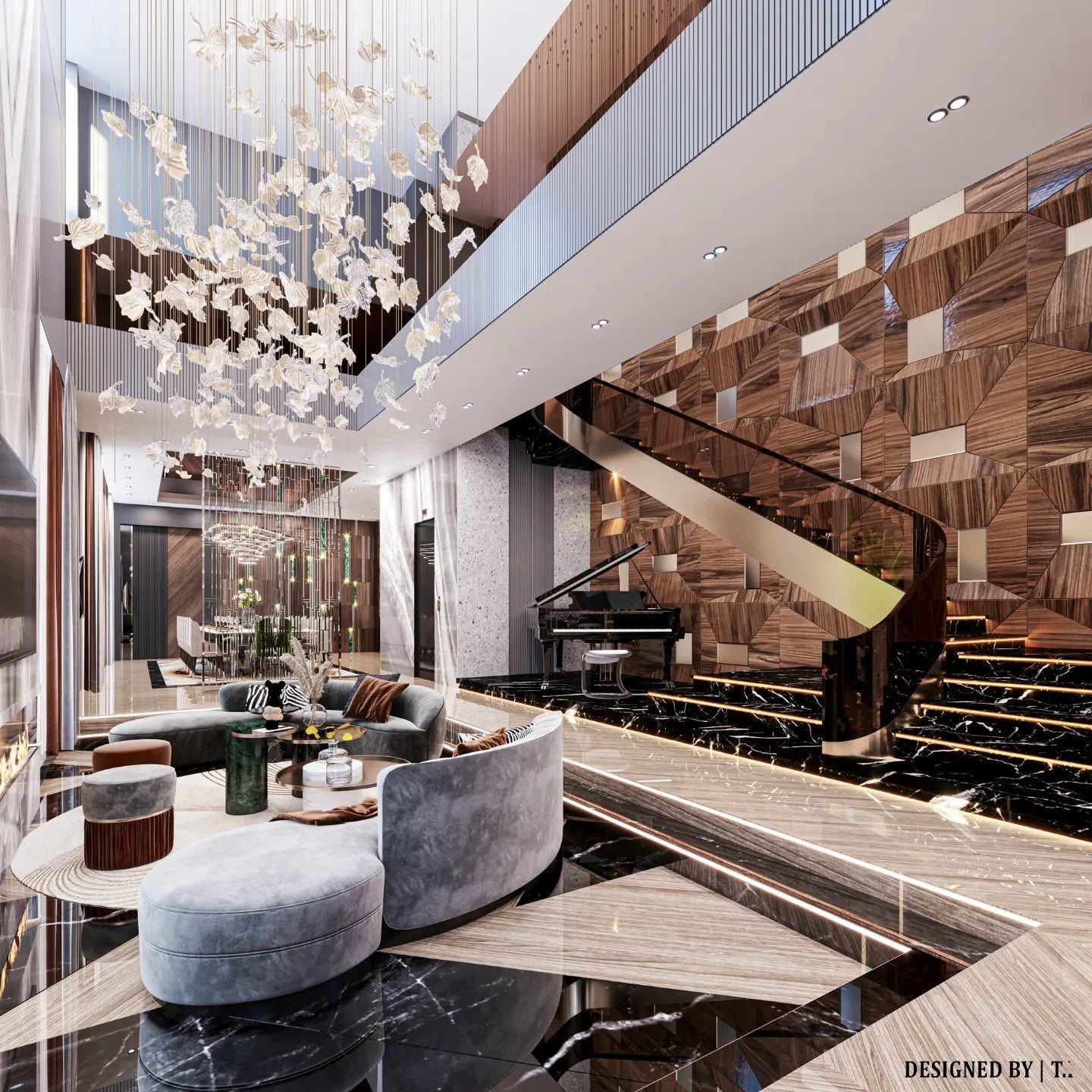 Modern-dining-chandelier, Murano-art-glass-custom-lighting, Large-foyer ...