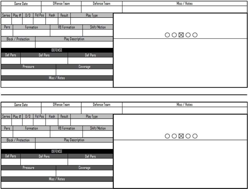 Football Play Padding Template Offense/defense Printable PDF Playbook ...