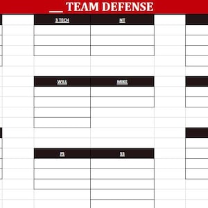 Blank Youth High School Football Depth Chart Offense Defense Special ...
