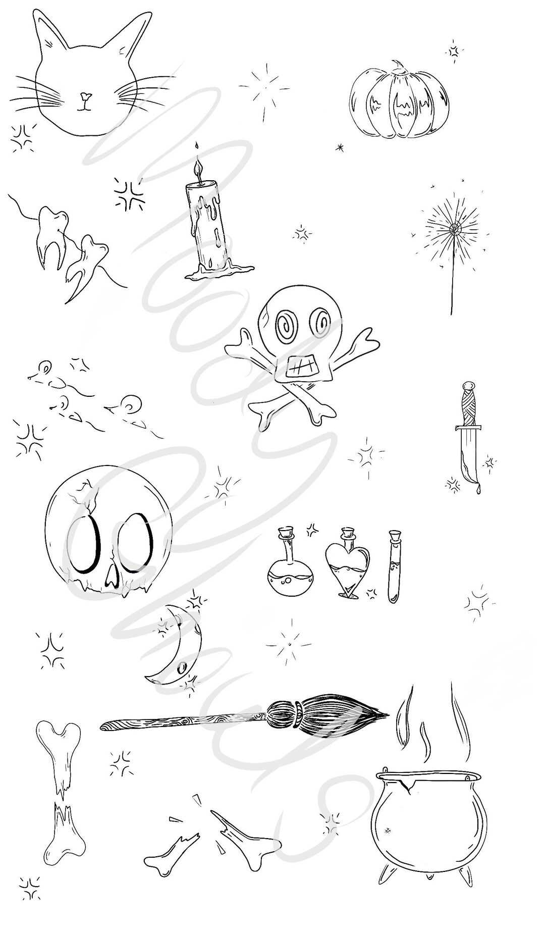 Witchy Skully Flash Sheet - Etsy