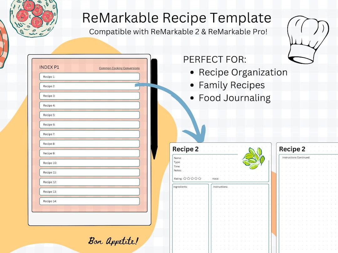 Remarkable Recipe Template 2025 | Digital Cookbook | Meal Planner | 28 ...