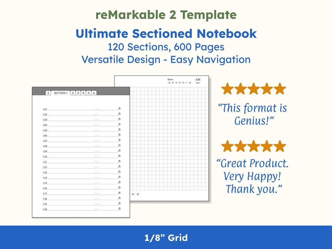Ultimate Sectioned Notebook. 1/8 Grid Version. 120 Sections, 600 ...