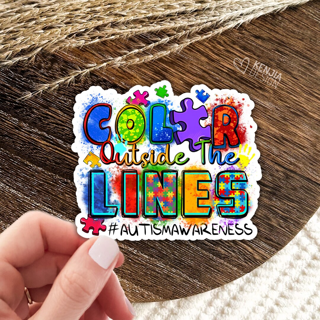 Color Outside the Lines Autism Awareness Stickers / Autism Puzzle ...