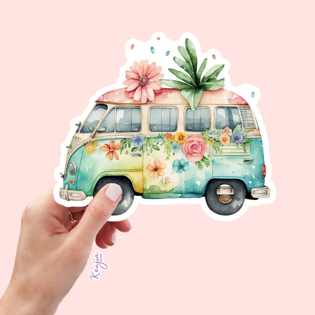 Cute Handmade Camper Sticker and Magnet With Watercolor Effect ...