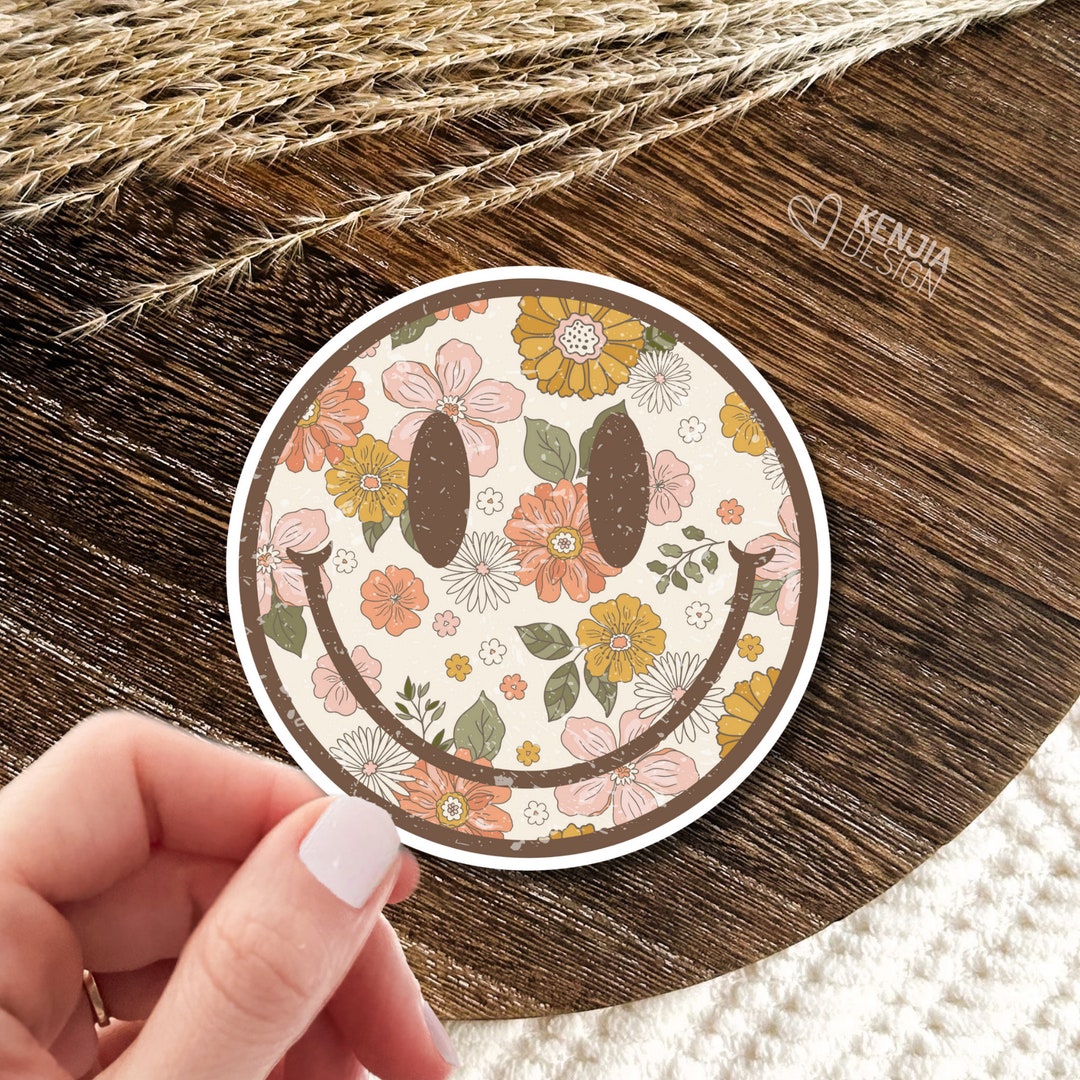 Smile Face Stickers & Magnets / Vintage Retro Flower Groovy / Happy ...