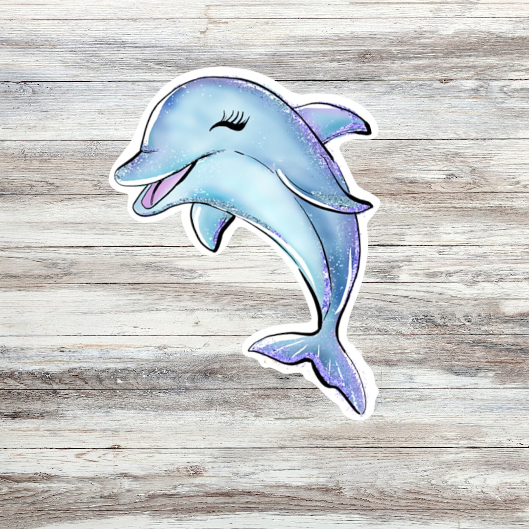 Cute Dolphin Sticker, Girly Sticker, Waterproof and Dishwasher Safe ...