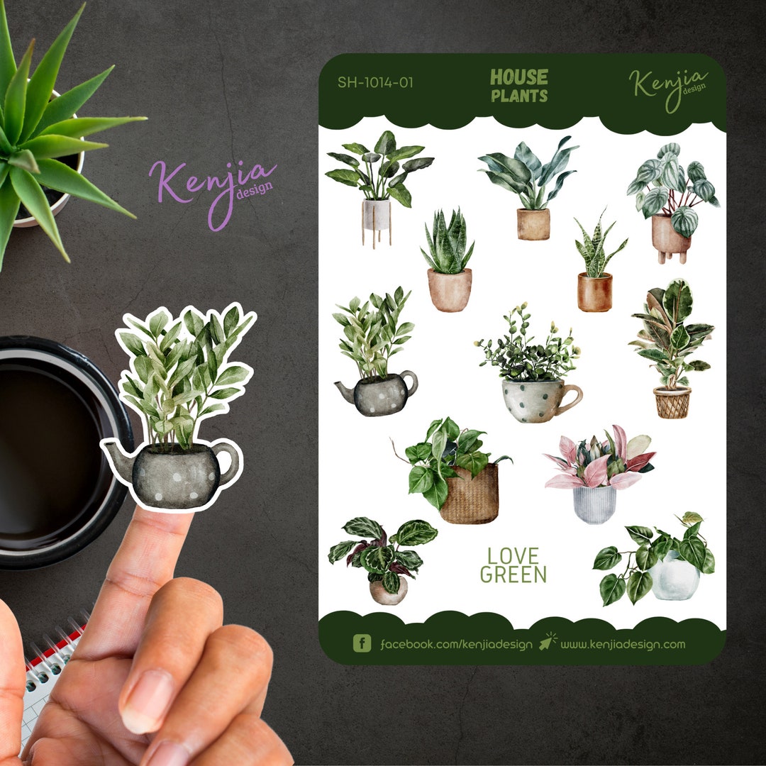 House Plants Sticker Sheet, Handmade Cute Vinyl Sticker for Gift ...