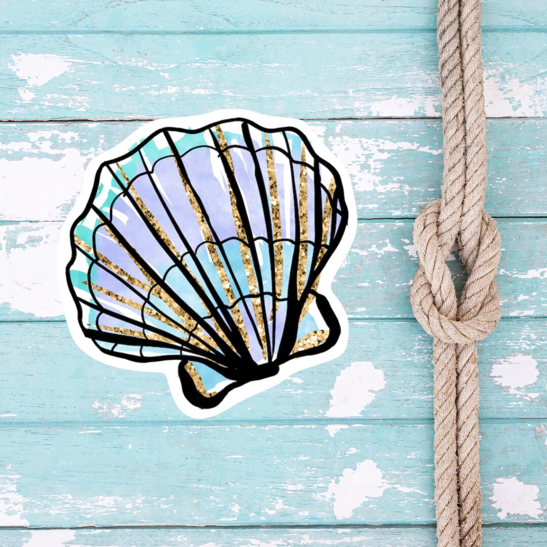 Cute Seashell, Girly Sticker, Waterproof and Dishwasher Safe Handmade ...