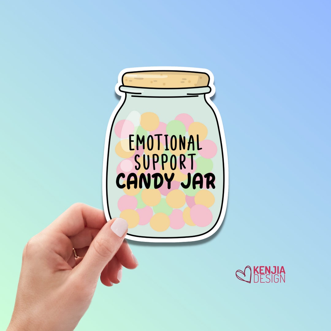 Emotional Support Candy Jar Funny Stickers ,motivational Gifts, Candy Jar Decoration for Office ...