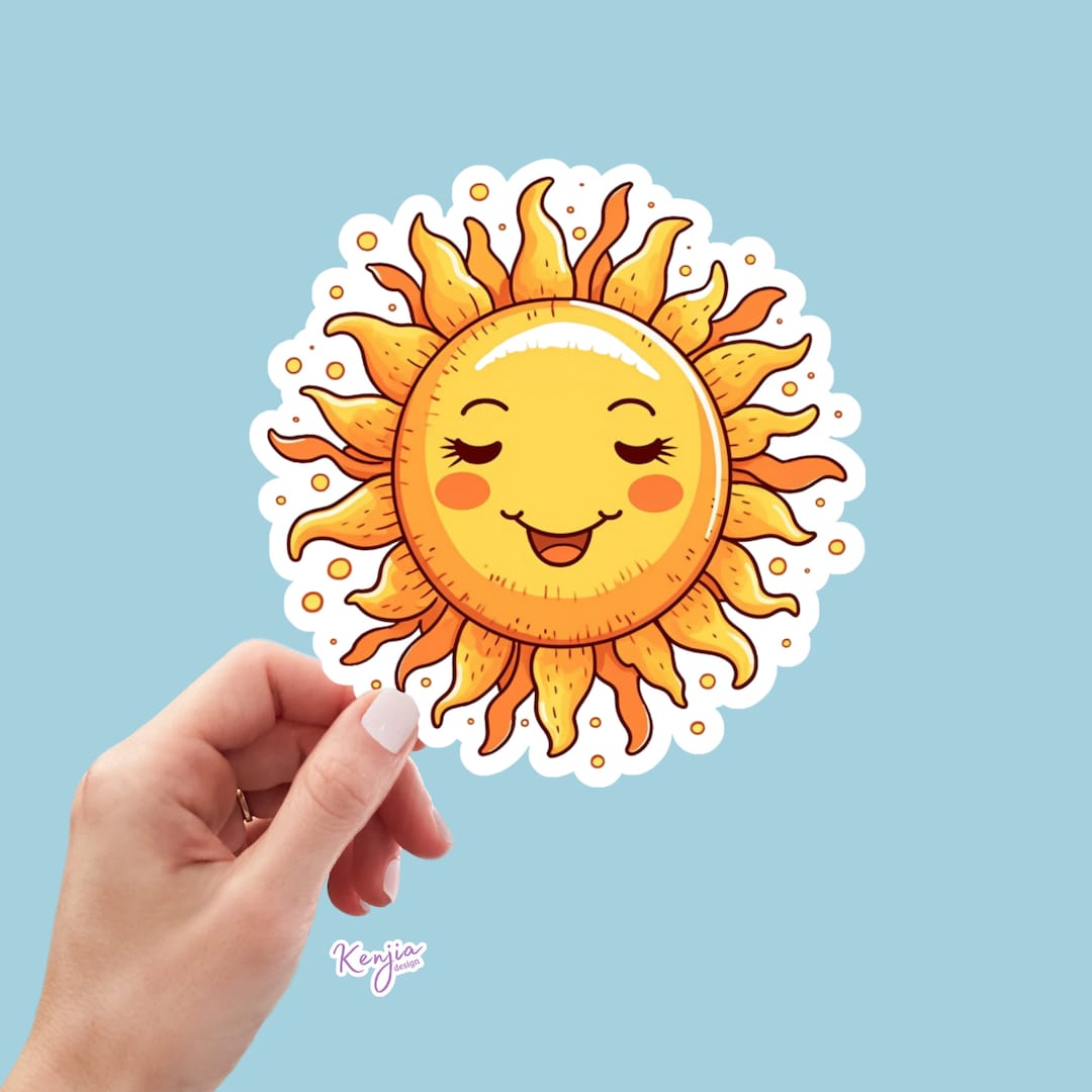 Cute Kawaii Happy Sun Sticker and Magnet, Summer Stickers, Waterproof ...