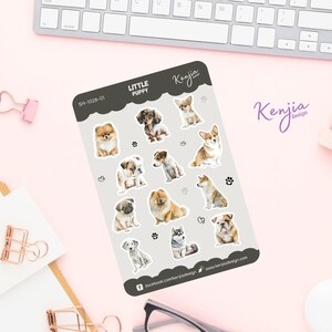 Little Puppy Dog Sticker Sheet, Handmade Cute Vinyl Sticker for Gift ...