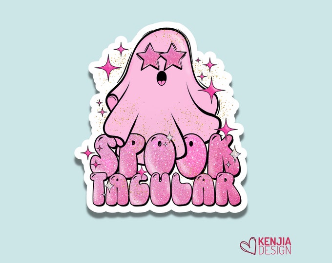 Pink Ghost Sticker, Halloween Sticker, Laptop Decal, Cute Pink Stickers ...