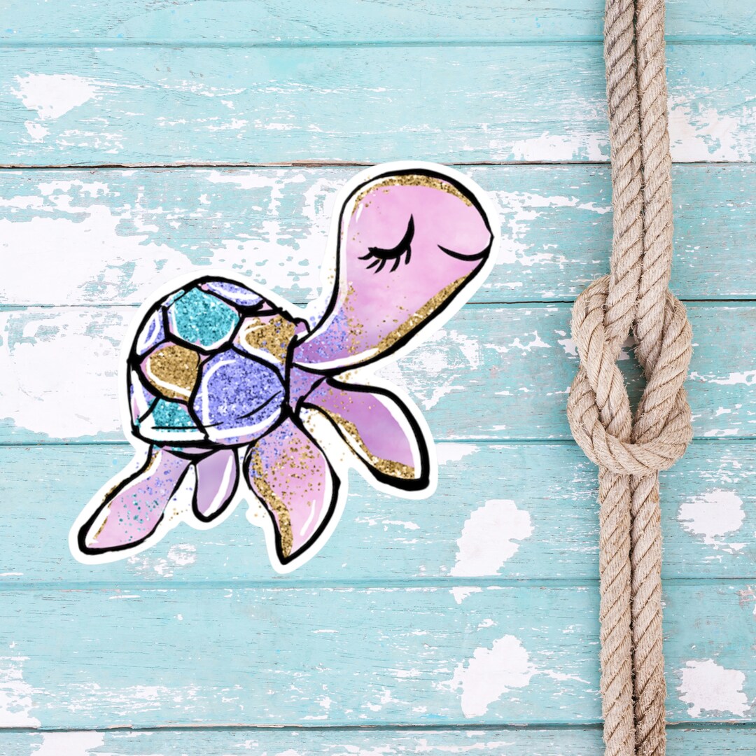 Cute Turtle Sticker, Girly Sticker, Waterproof and Dishwasher Safe ...
