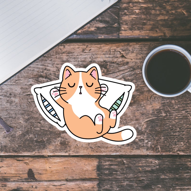 Cute Kawaii Sleeping Cat Sticker Waterproof and Dishwasher - Etsy