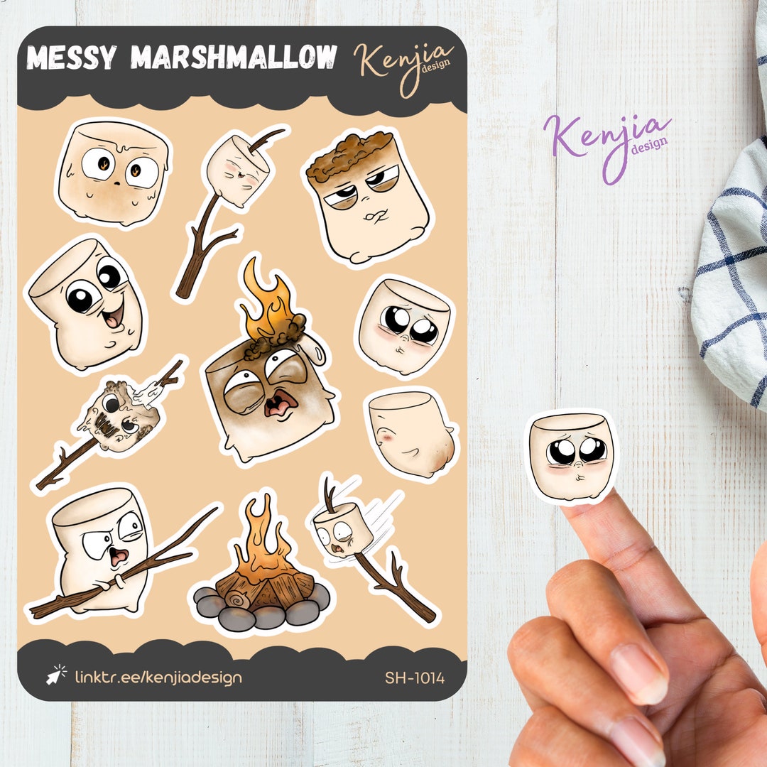 Cute Messy Marshmallow Kawaii Sticker Sheet for Stationary, Planner ...