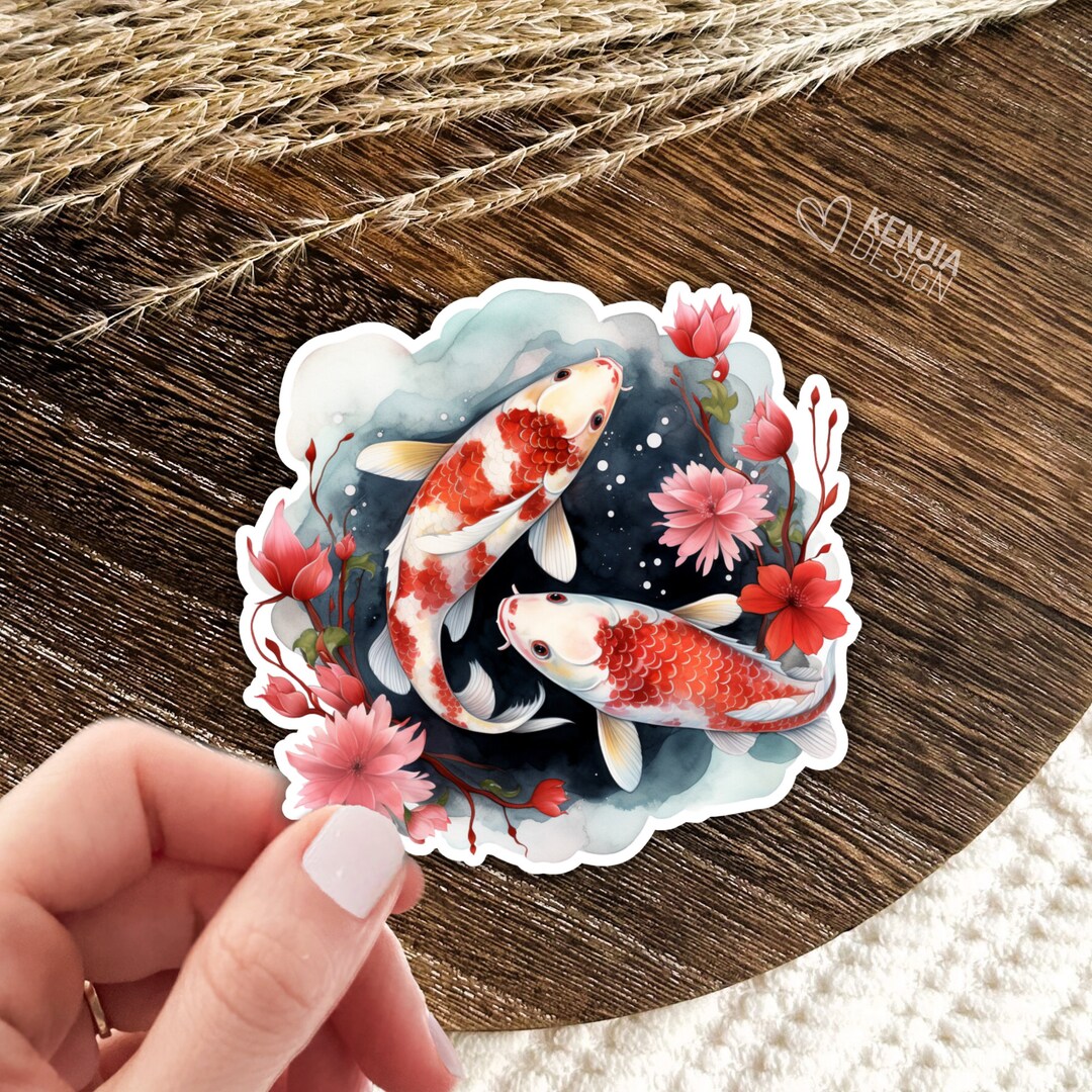 Koi Fish Stickers / Pisces Japanese Stickers / Japan Aesthetic Vinyl ...