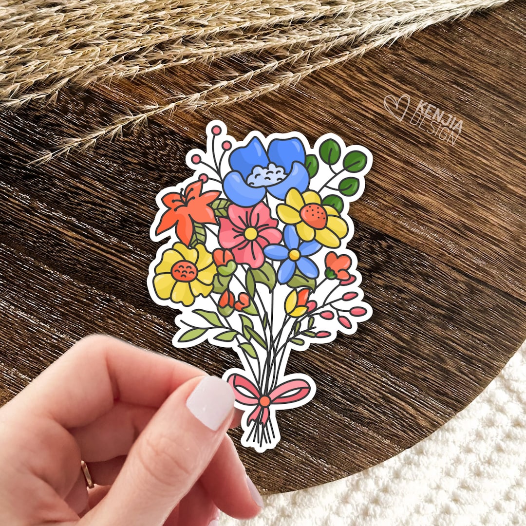 Flowers Stickers / Flower Bouquet Sticker / Wildflowers Floral Bunch ...