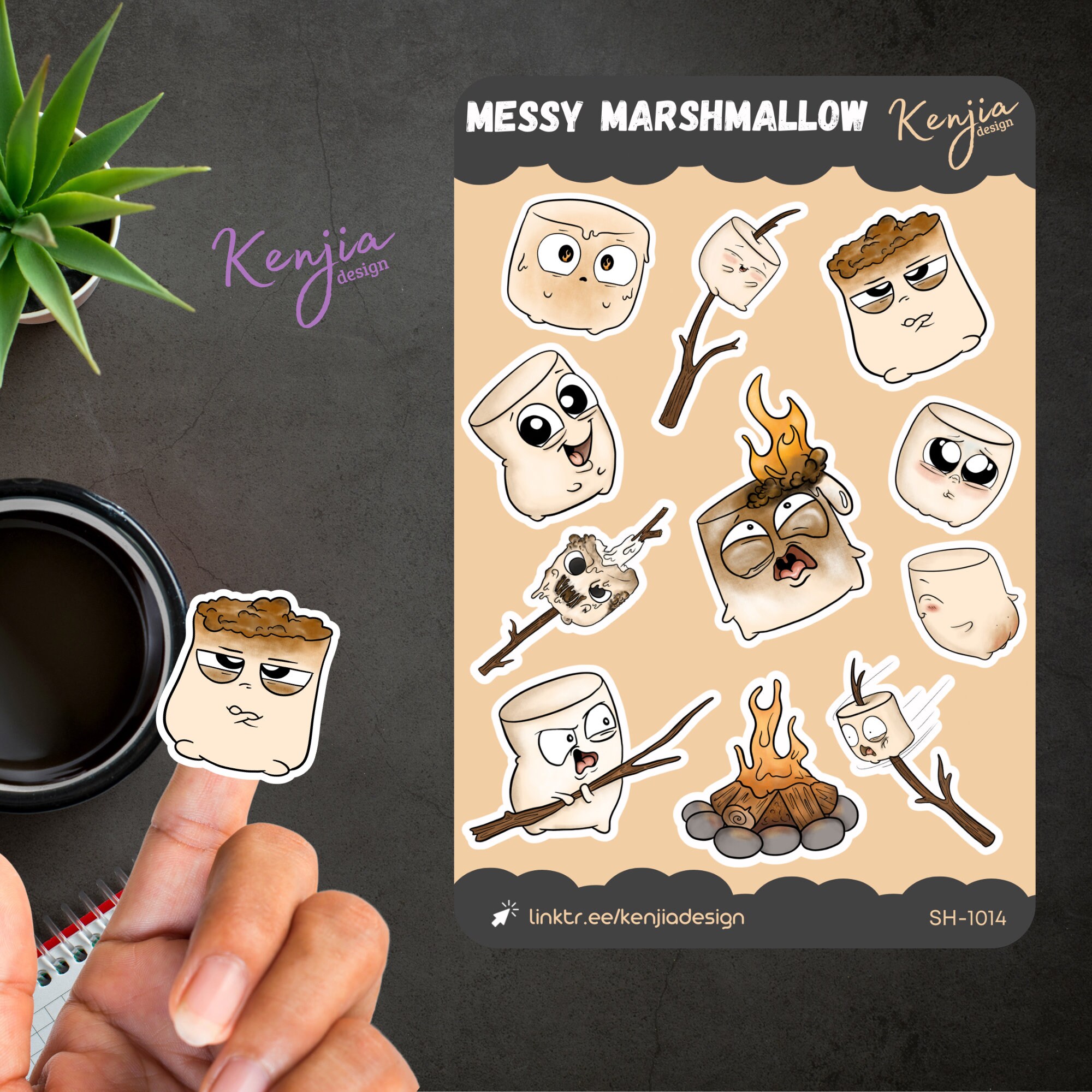 Cute Messy Marshmallow Kawaii Sticker Sheet for Stationary, Planner ...