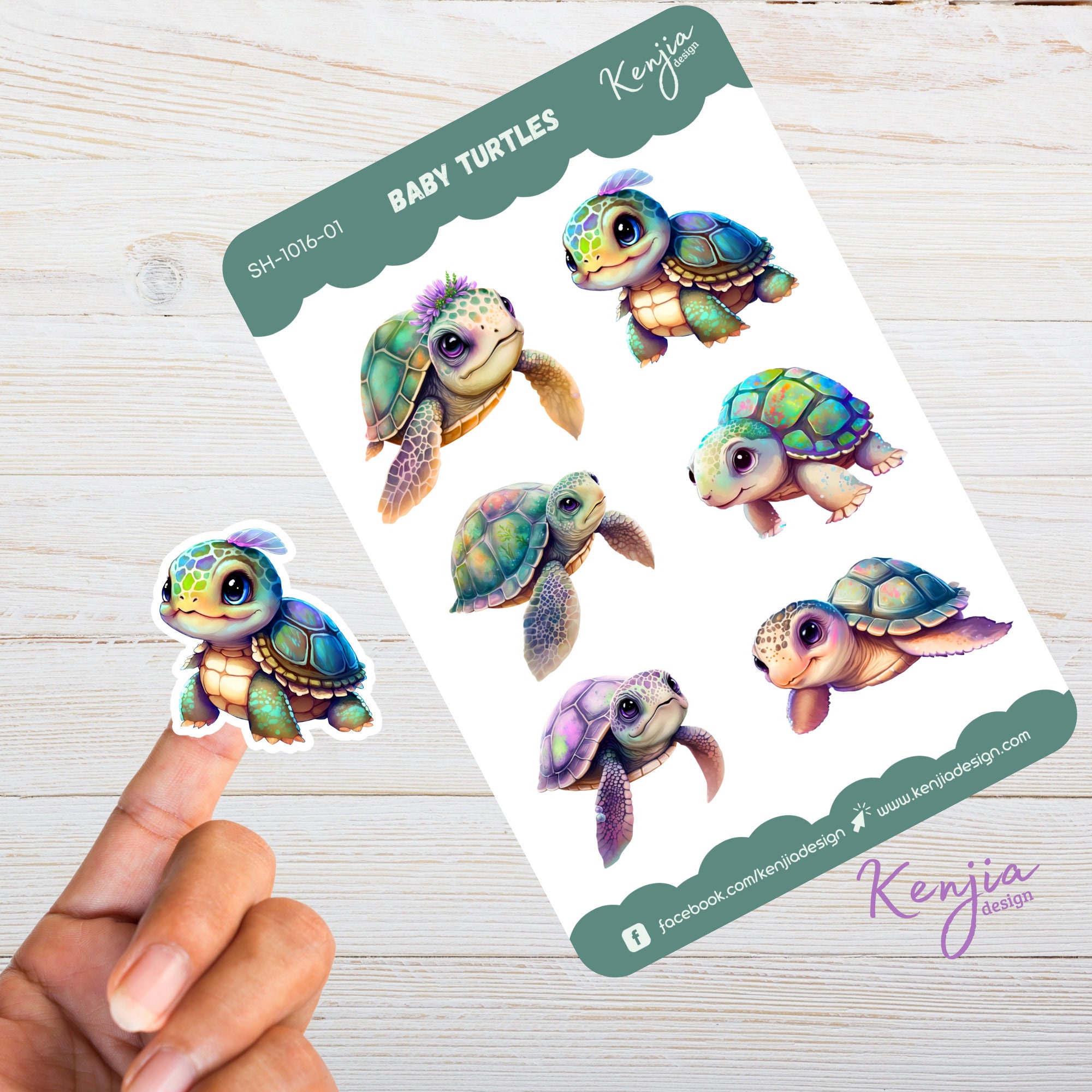 Baby Turtle Sticker Sheet Handmade Cute Vinyl Sticker for - Etsy