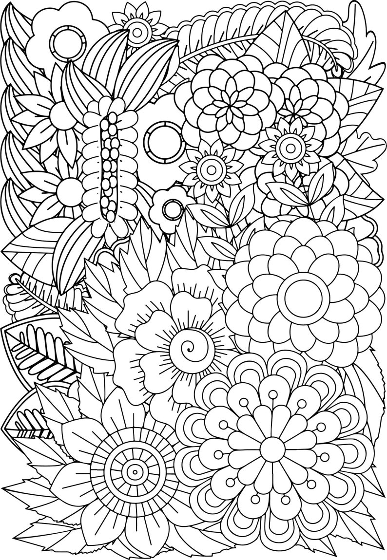 Zen Flower Coloring Pages - Etsy