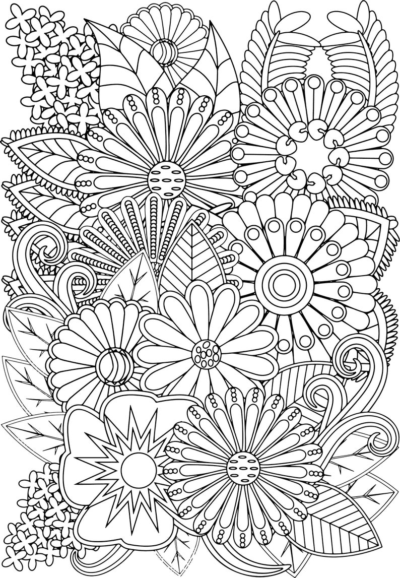 Zen Flower Coloring Pages - Etsy