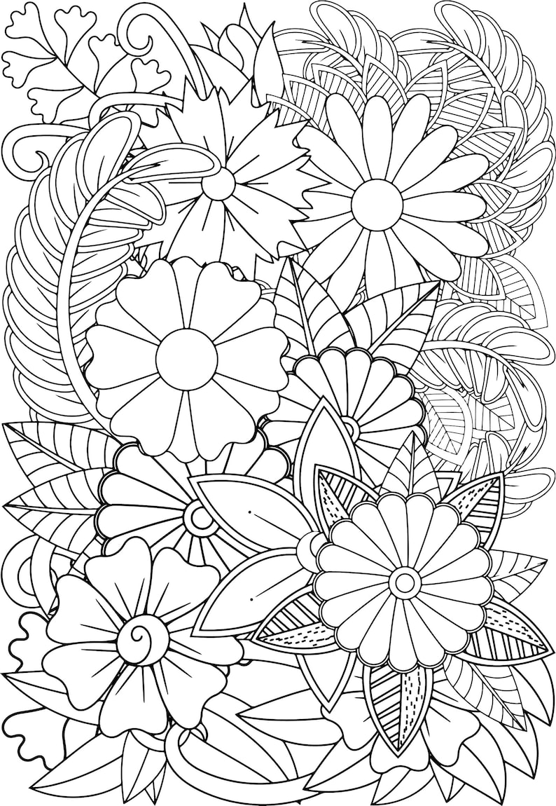 Zen Flower Coloring Pages - Etsy