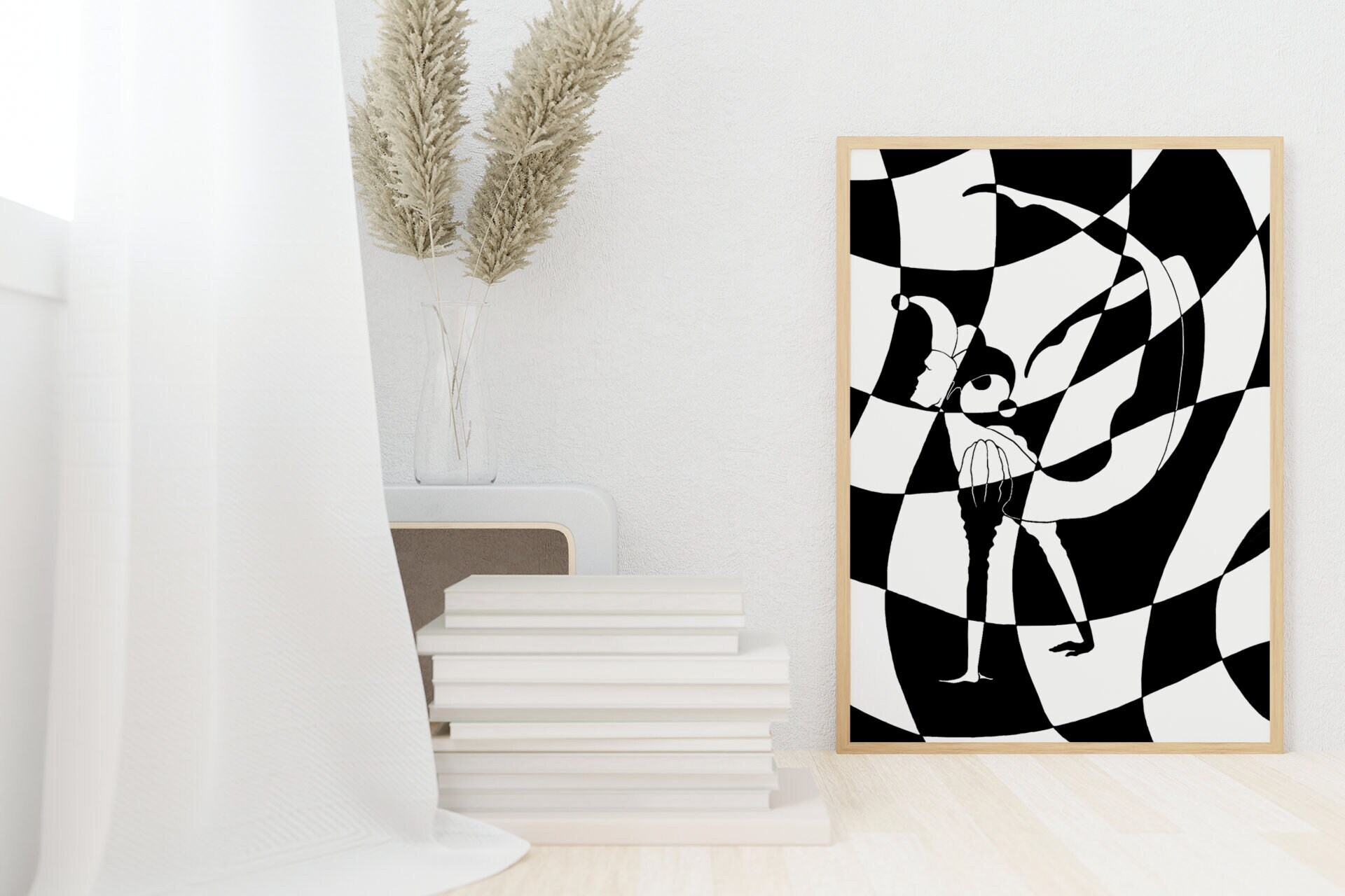 Clown Printable Checker Wave Wall Art, Wall Decor for Interior, Big ...
