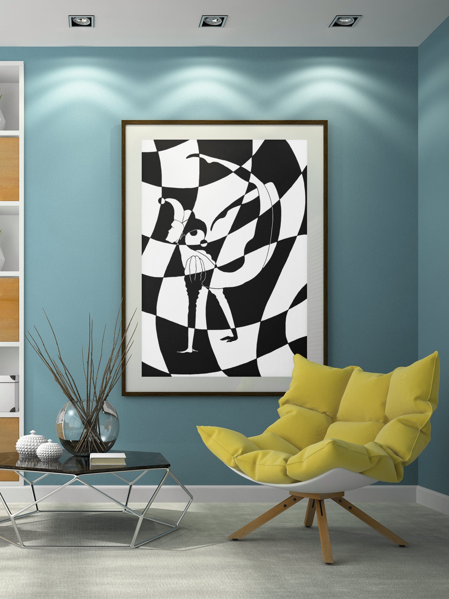 Clown Printable Checker Wave Wall Art, Wall Decor for Interior, Big ...