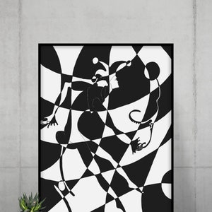 Clown Printable Checker Wave Wall Art 2024, Wall Decor for Interior ...