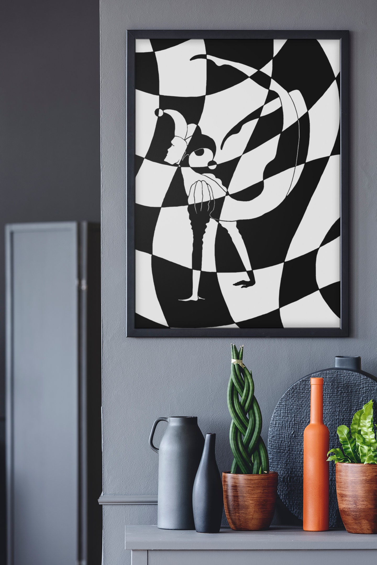 Clown Printable Checker Wave Wall Art, Wall Decor for Interior, Big ...