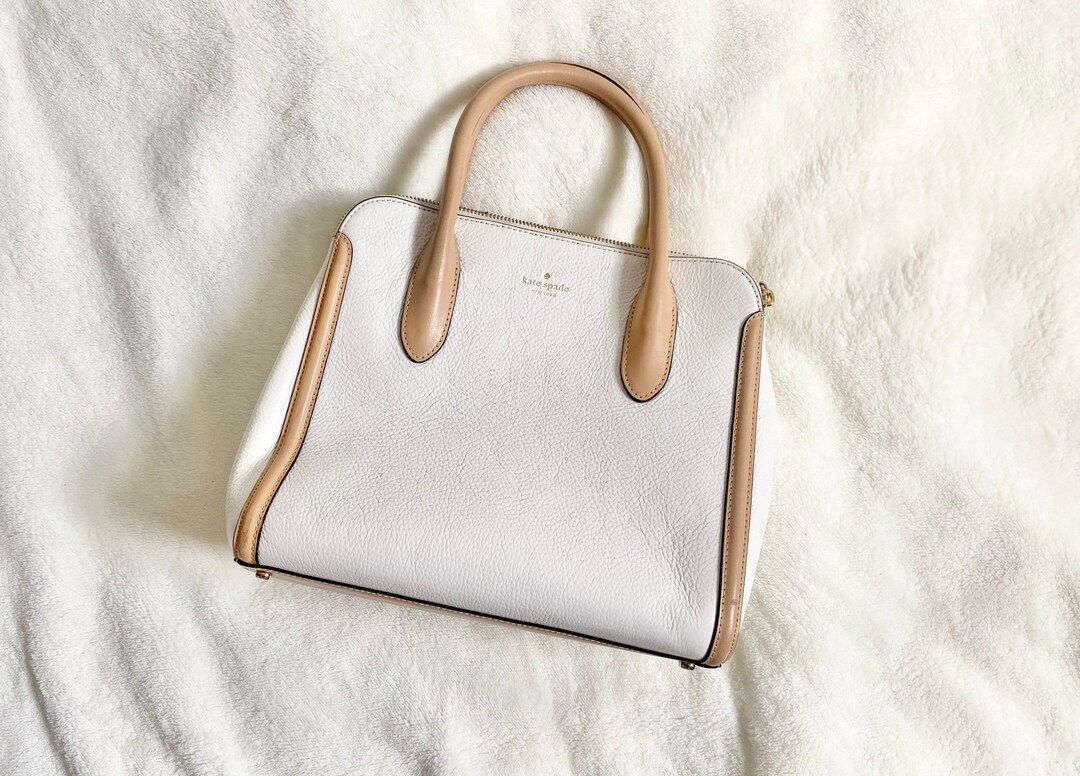 Kate Spade White Leather Shoulder Bag With Brown Details - Etsy