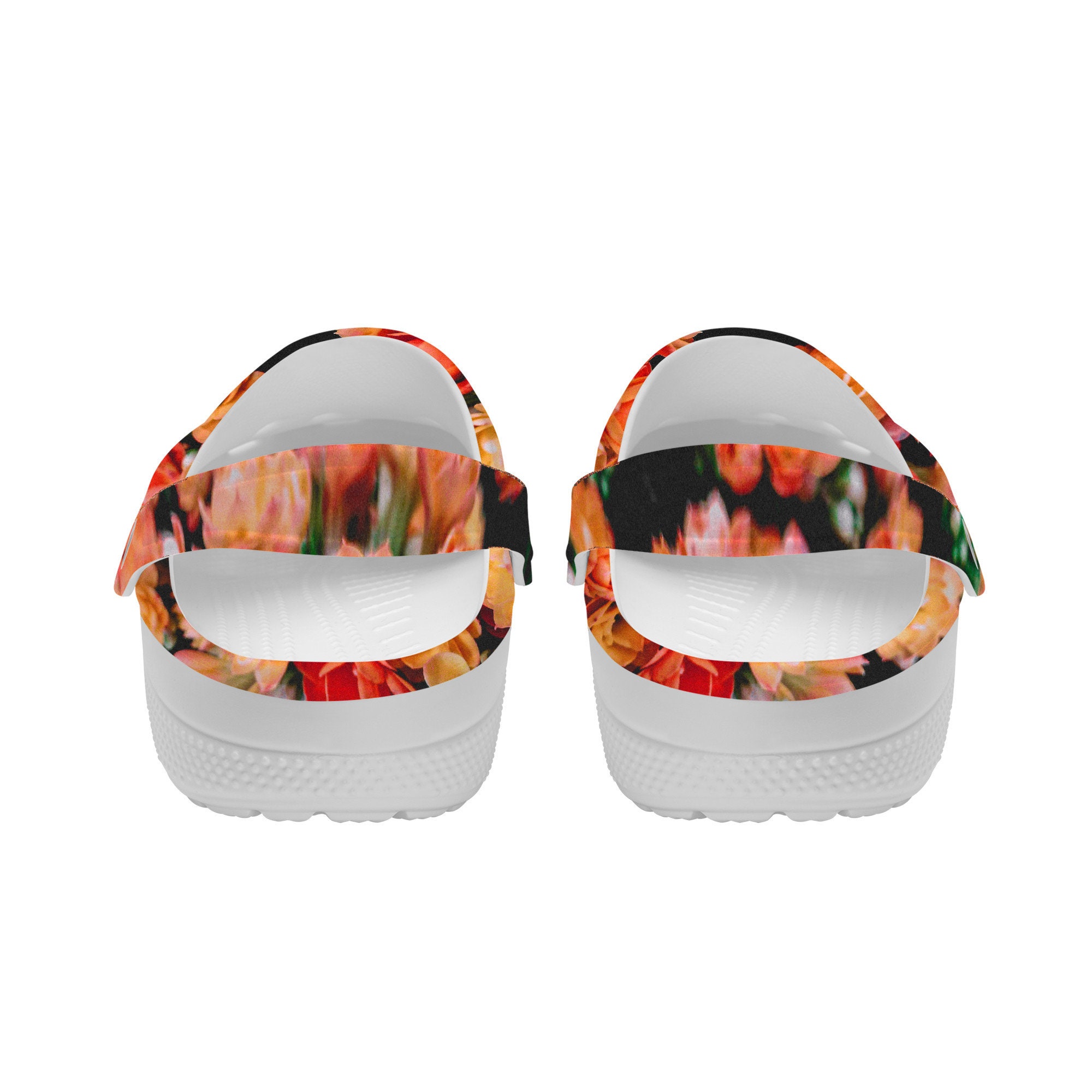 Floral Print Clogs, Autumn Flower Design Shoes for Women, Lightweight ...