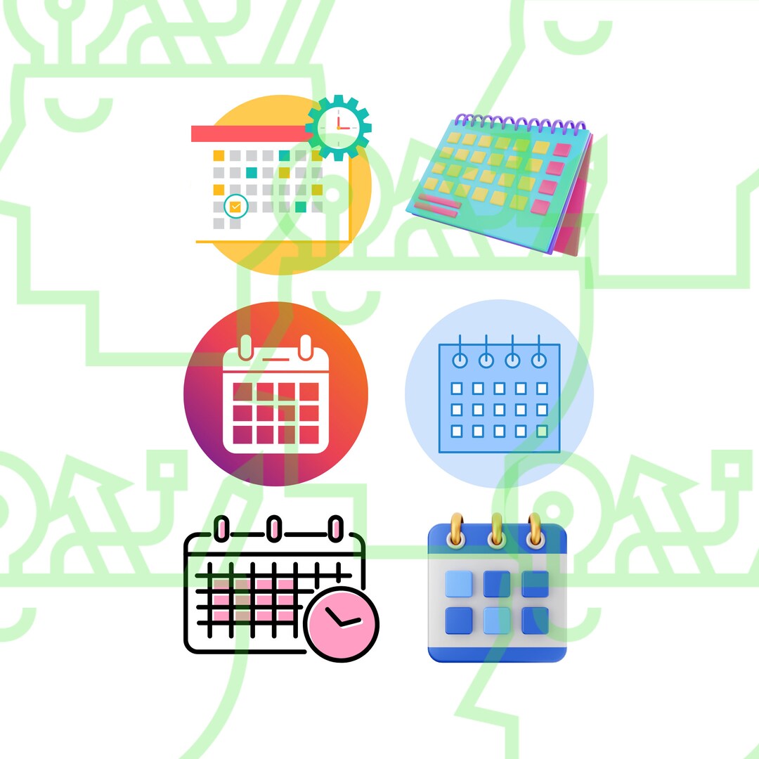 Calendar Transparent Icons SVG & PNG Bundle | 6 Logos | Calendar - Etsy