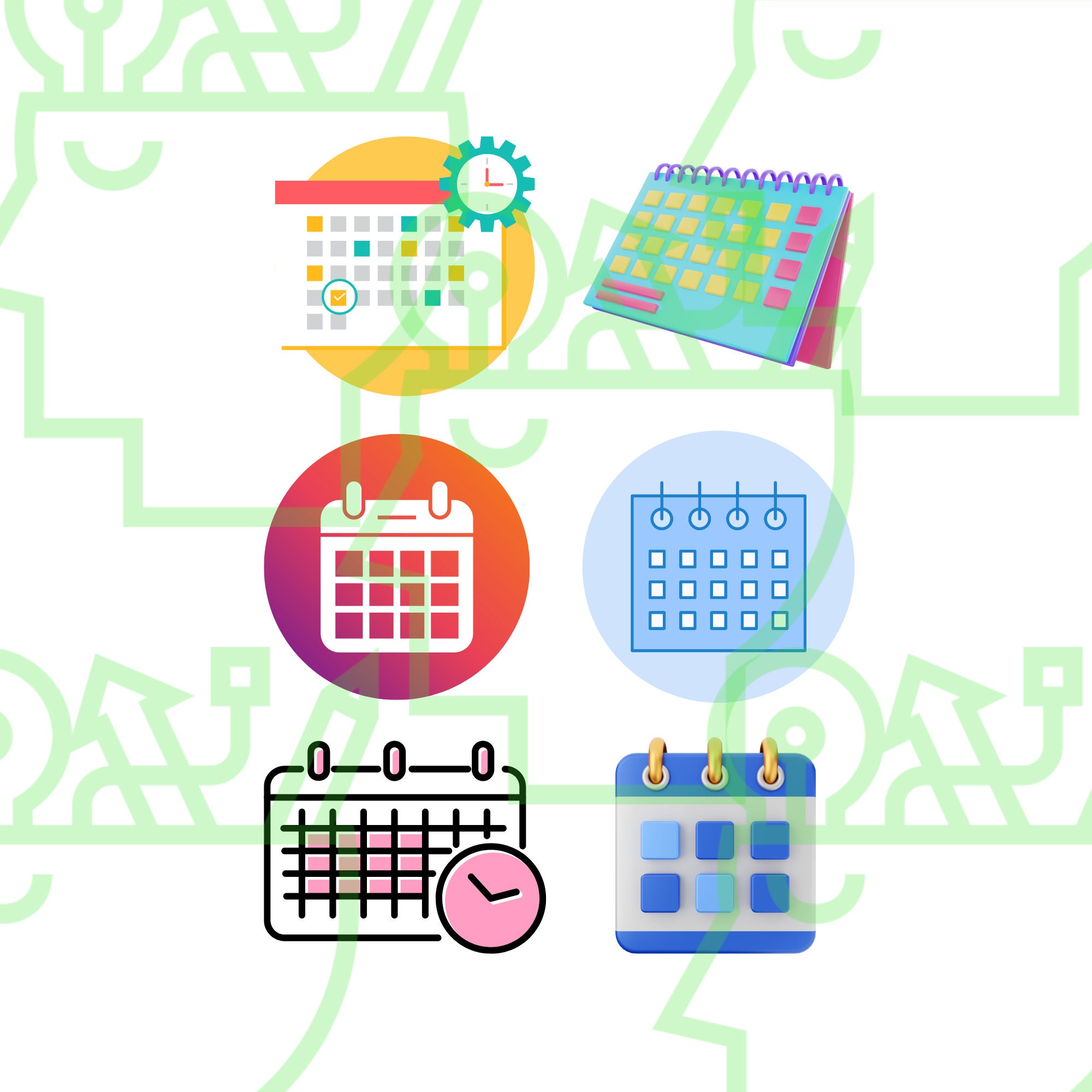 Calendar Transparent Icons SVG & PNG Bundle | 6 Logos | Calendar - Etsy