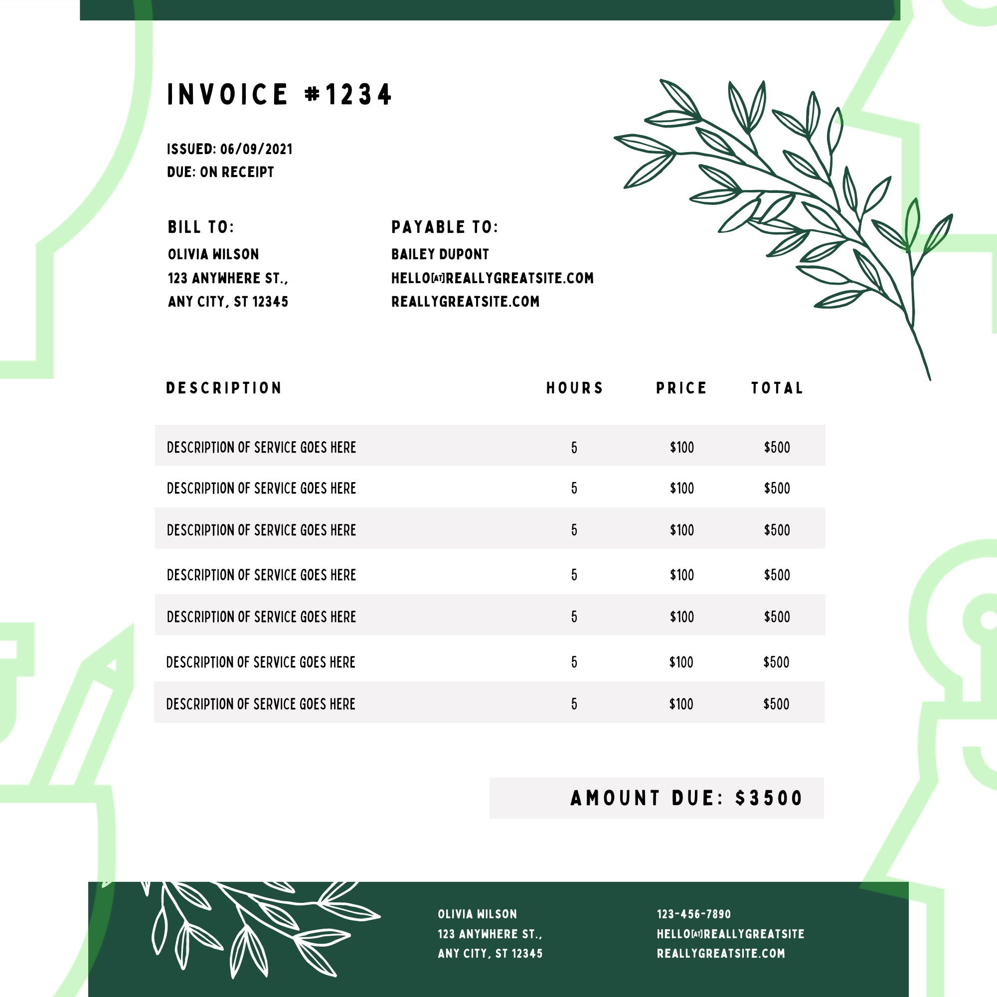 Editable Invoice Template, Custom Order Form, PDF, Small Business ...