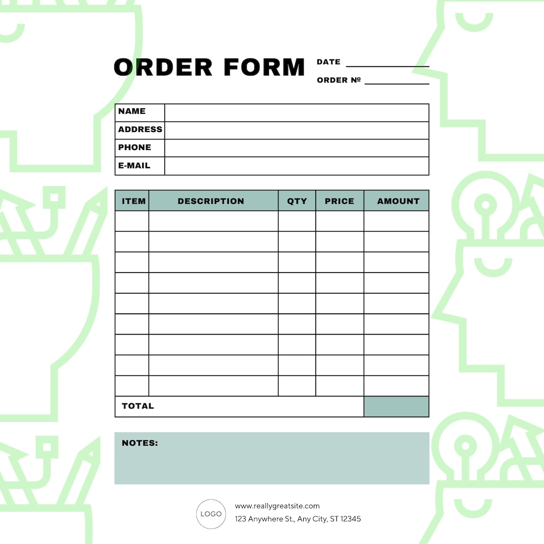 Order Form Template, Order Form Editable, PDF, Printable Small Business ...