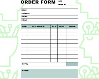 Order Form Template, Order Form Editable, Printable Small Business ...
