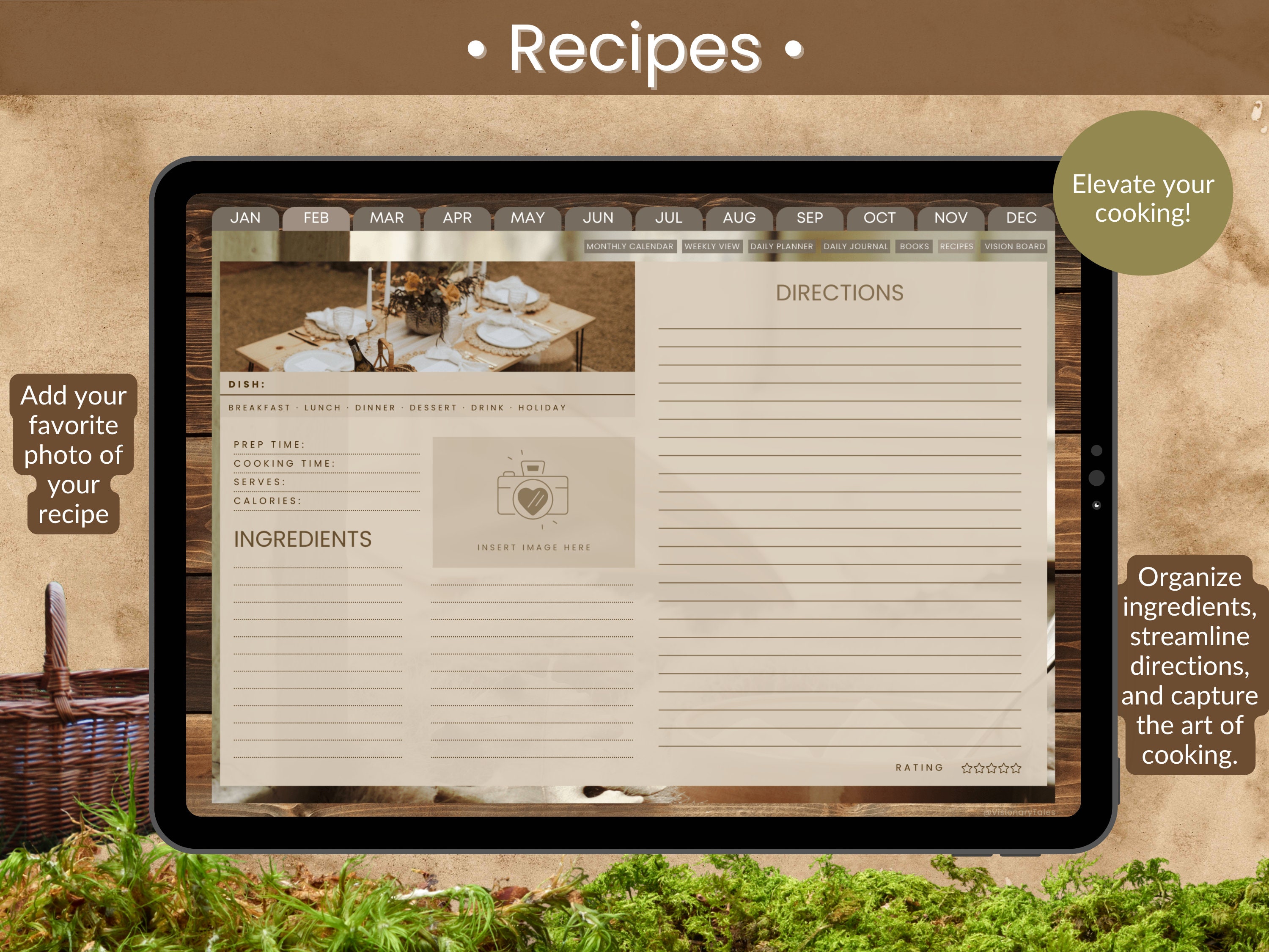 Cozy Forest Undated Digital Planner • Monthly Calendar • Weekly/daily ...